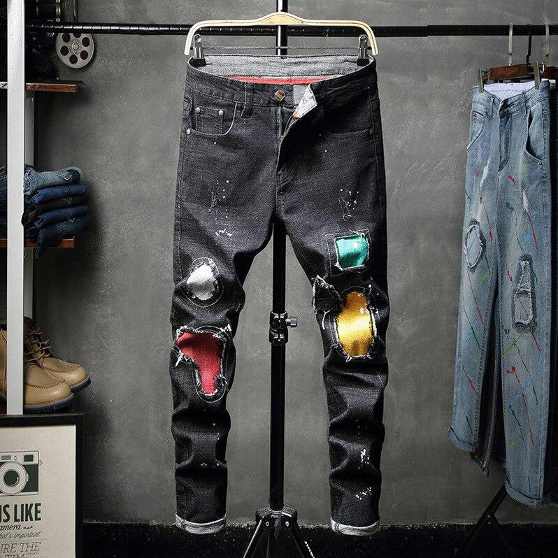 Black Jeans With Colorful Patch — Agloryz