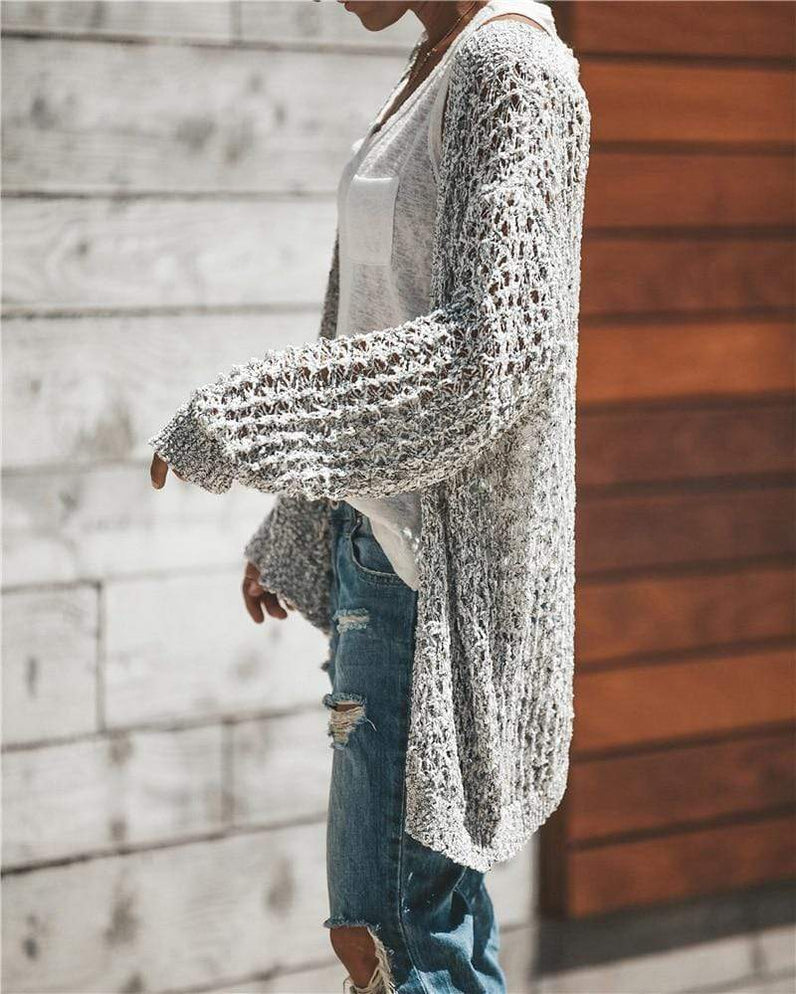 Gray Casual Knit Cardigan — Agloryz