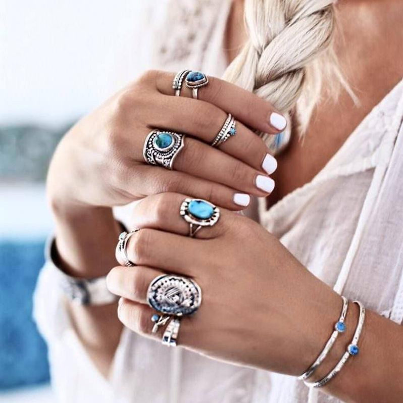 8 Pc Bohemian Retro Style Ring Set — Agloryz