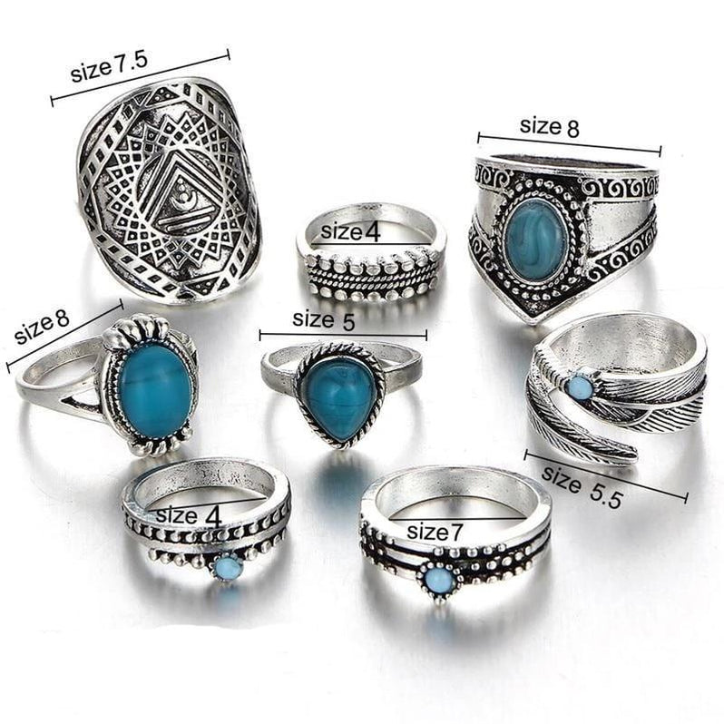 8 Pc Bohemian Retro Style Ring Set — Agloryz