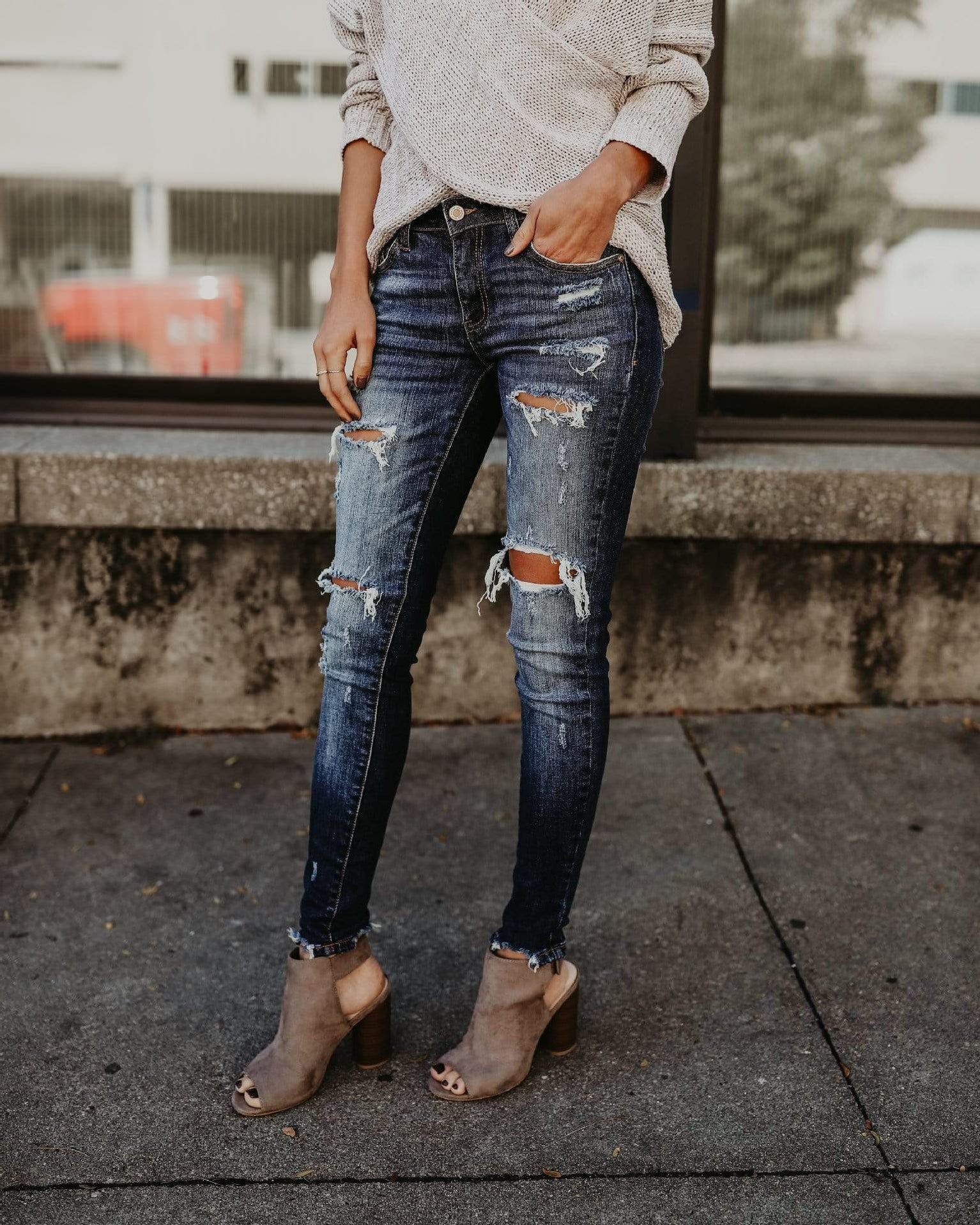 Stretch Ripped Denim Jeans — Agloryz